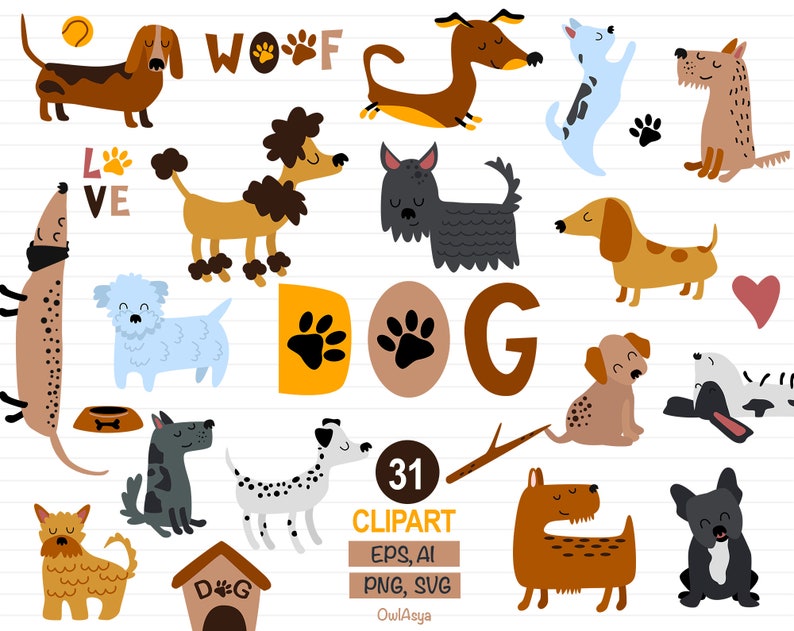 Dog Clipart, Dog SVG, Animal Pets Clipart, Small Breeds, Vector Puppy ...