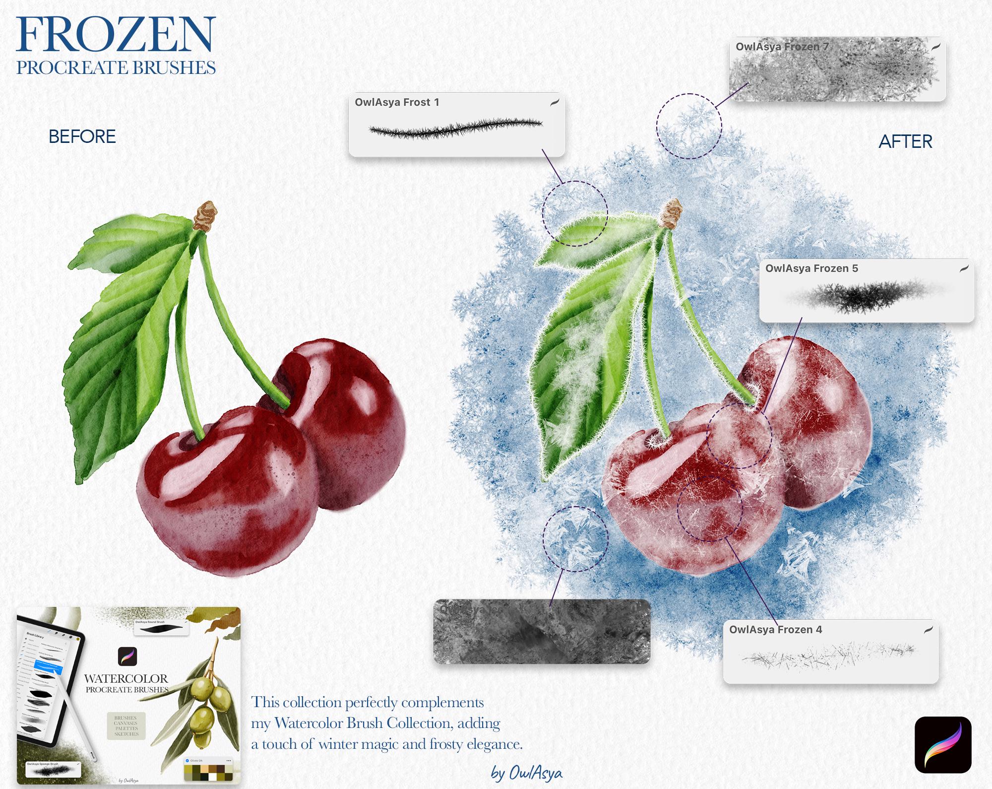 Frozen Procreate Brushes, Realistic Frost Winter Painting Kit ...