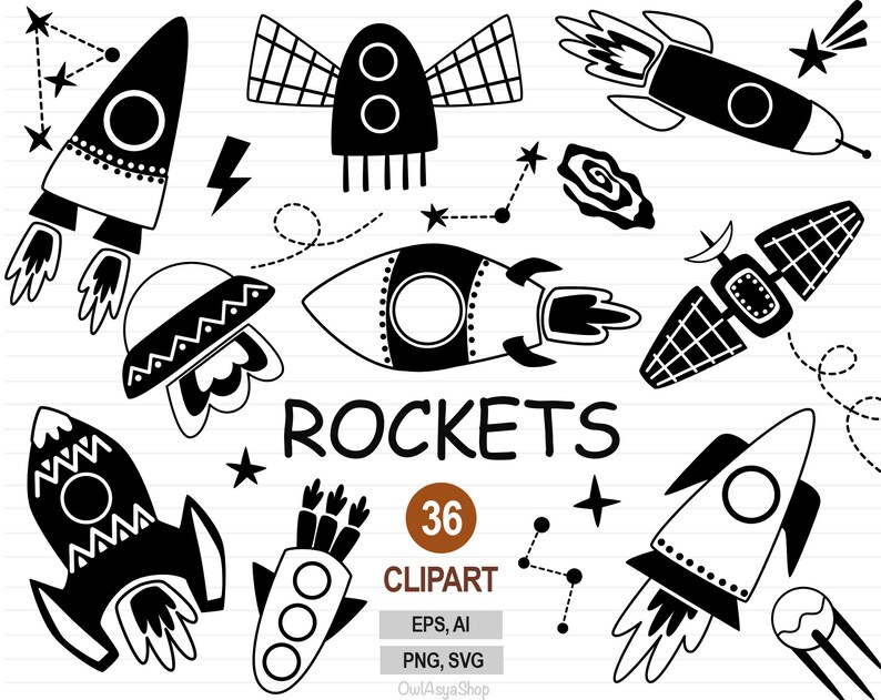 Black Rocket Svg, Rocket Clipart, Spacecraft Svg, Rocket Png, Nursery ...