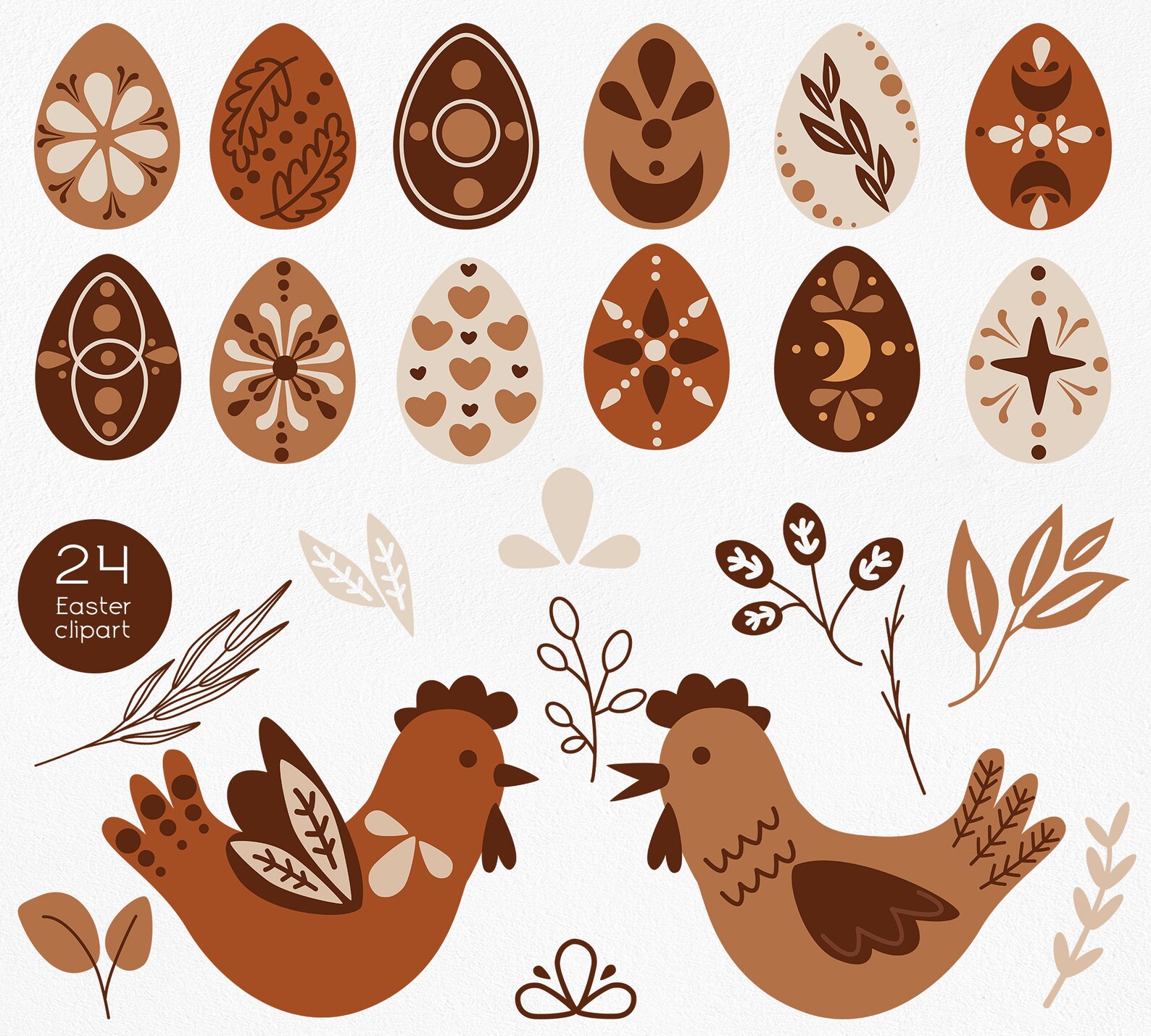 Easter Egg Svg, Boho Easter Clipart, Chicken Svg, Eggs Clipart, Easter ...