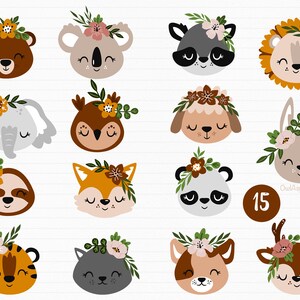 Boho Animal Svg, Animal Faces Clipart, Cute Animal Png, Animal Head ...