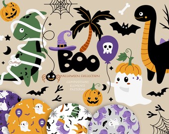 Groovy Halloween Clipart, Cute Ghost SVG, Halloween Pumpkin PNG, Vector ...