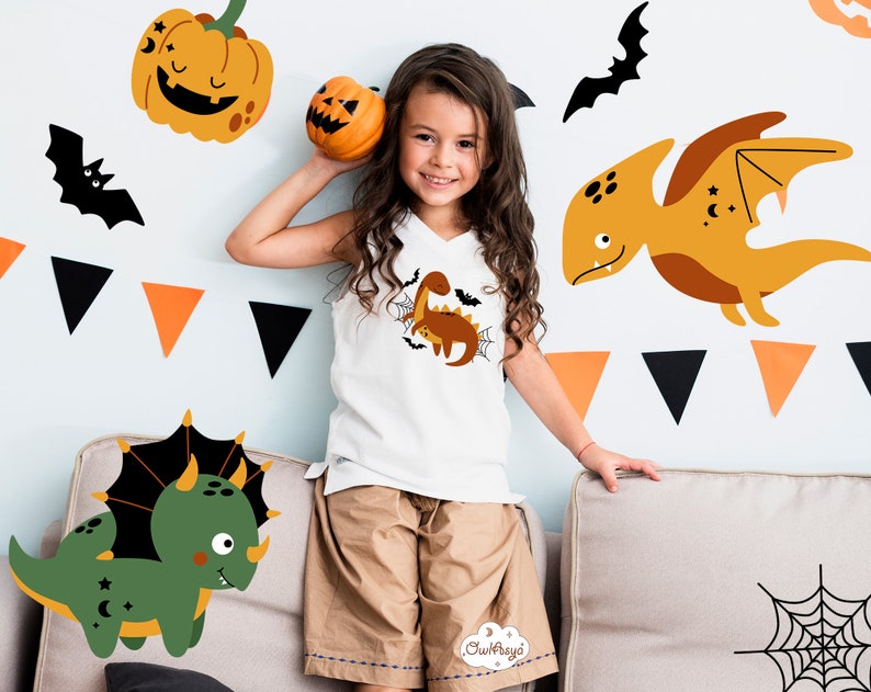 Dino Halloween Clipart, Cute Ghost SVG, Halloween Paper, Dinosaur PNG ...
