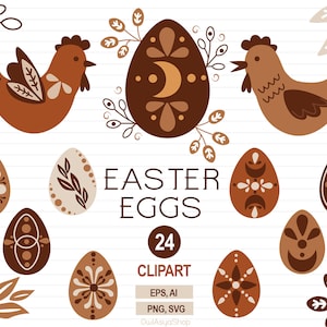 Easter Egg Svg, Boho Easter Clipart, Chicken Svg, Eggs Clipart, Easter ...