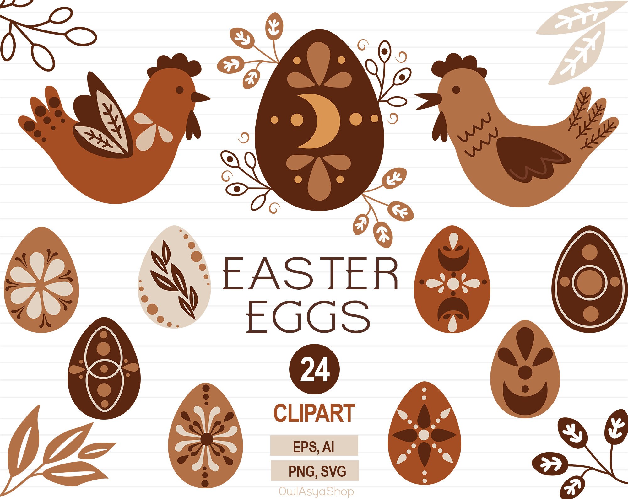 Easter Egg Svg, Boho Easter Clipart, Chicken Svg, Eggs Clipart, Easter ...
