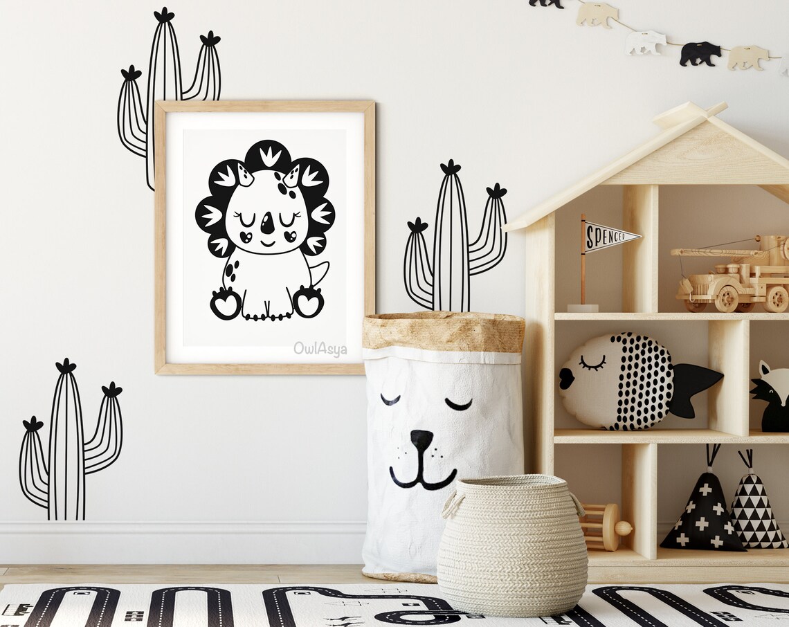 Dinosaur SVG, Black Dino Clipart, Baby Dino PNG, Nursery Printable, T ...