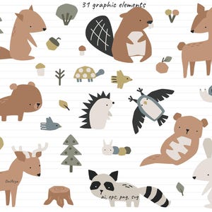 Cute Forest Animals Clipart, Woodland Animals, Little Animals SVG ...