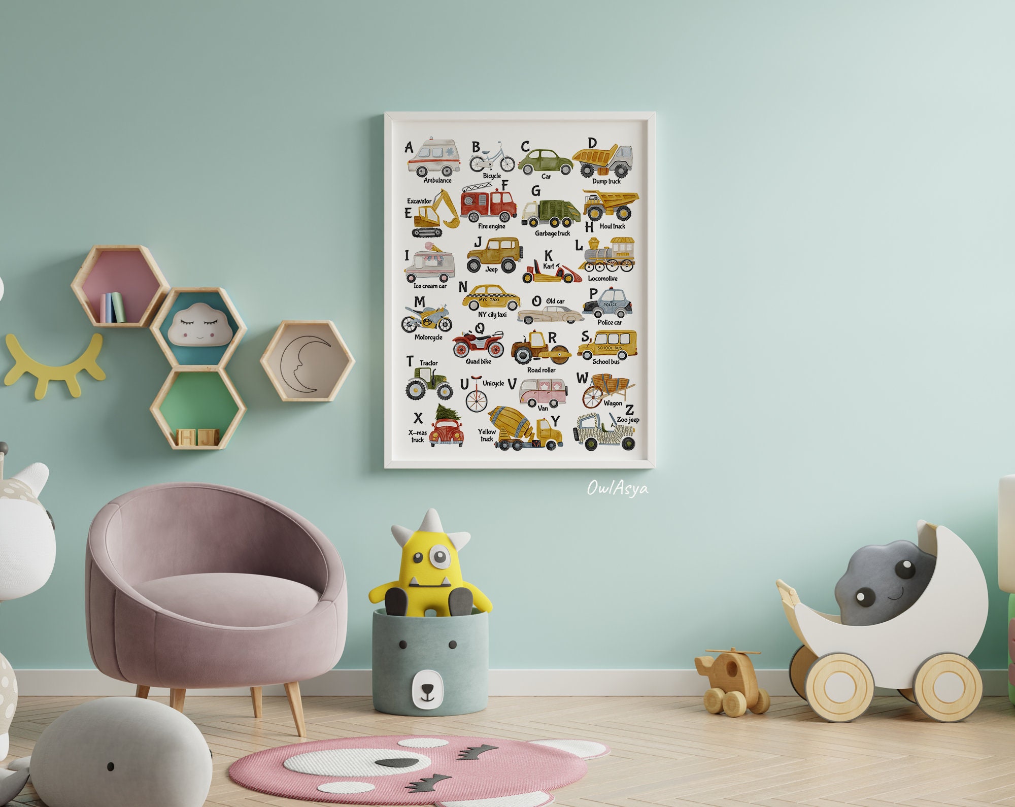 Transport Alphabet Posters, Vehicles ABC Print, Classroom Print, Kids ...