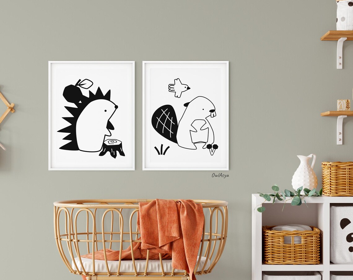 Outline Forest Animals Clipart, Woodland Animals, Black Line Animals ...