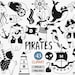 Black Pirate Animals SVG, Pirate Ship Clipart, Black Sea Life PNG ...