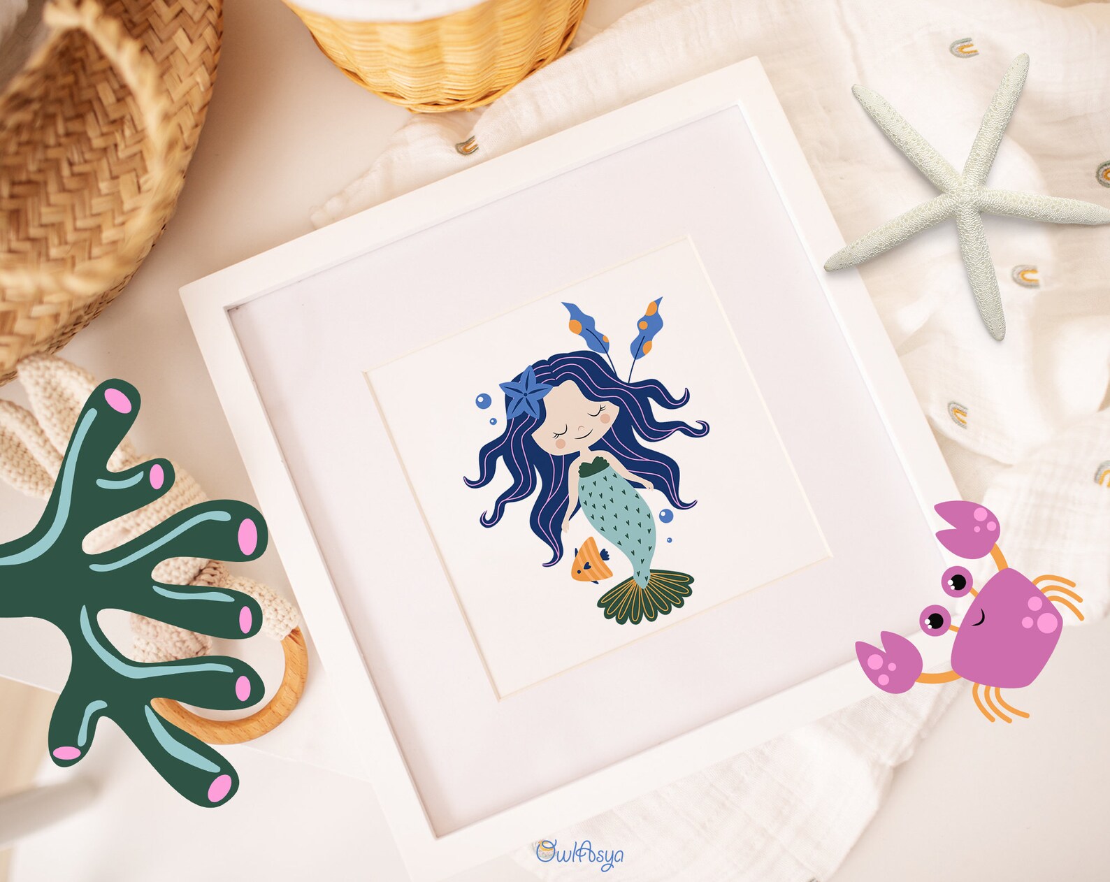 Mermaid Vector Clipart Sea Animals SVG Underwater PNG - Etsy