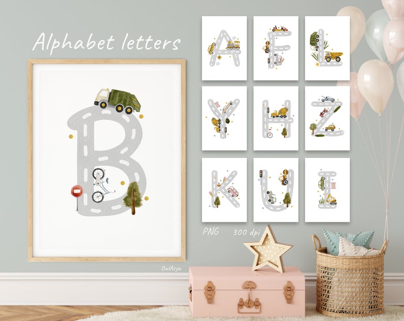 Transport Alphabet Letters, Vehicles ABC Print, Classroom Print, Kids ...