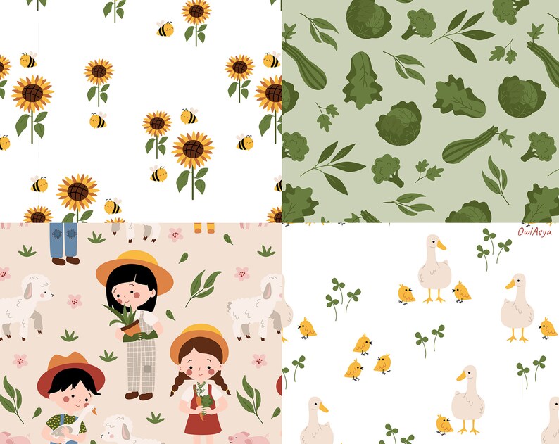 Farm Life Animals Digital Paper, Animals Seamless Pattern, Farm ...