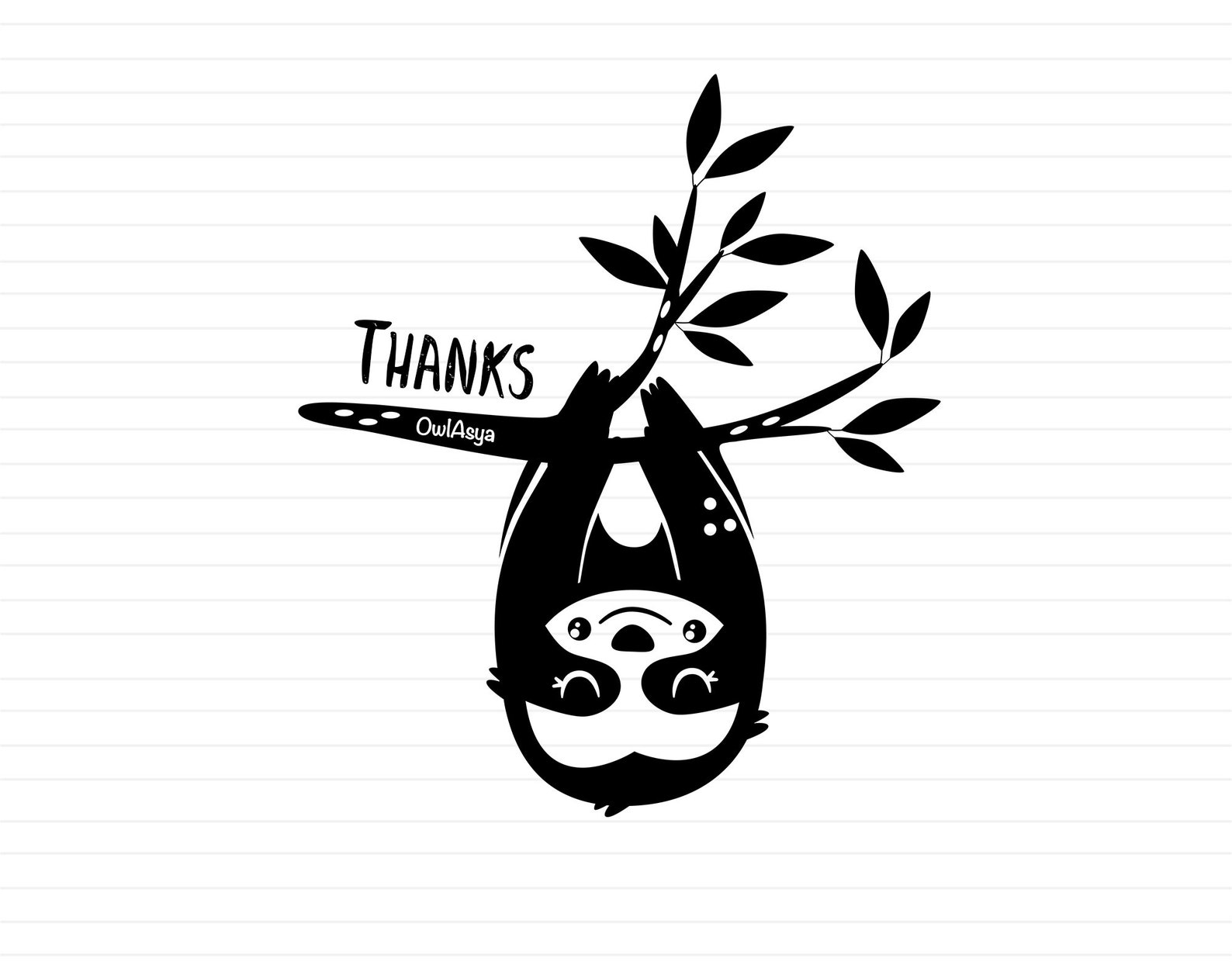 Sloth SVG, Black Sloth Clipart, Animal SVG, Rainbow Clipart, Hanging ...