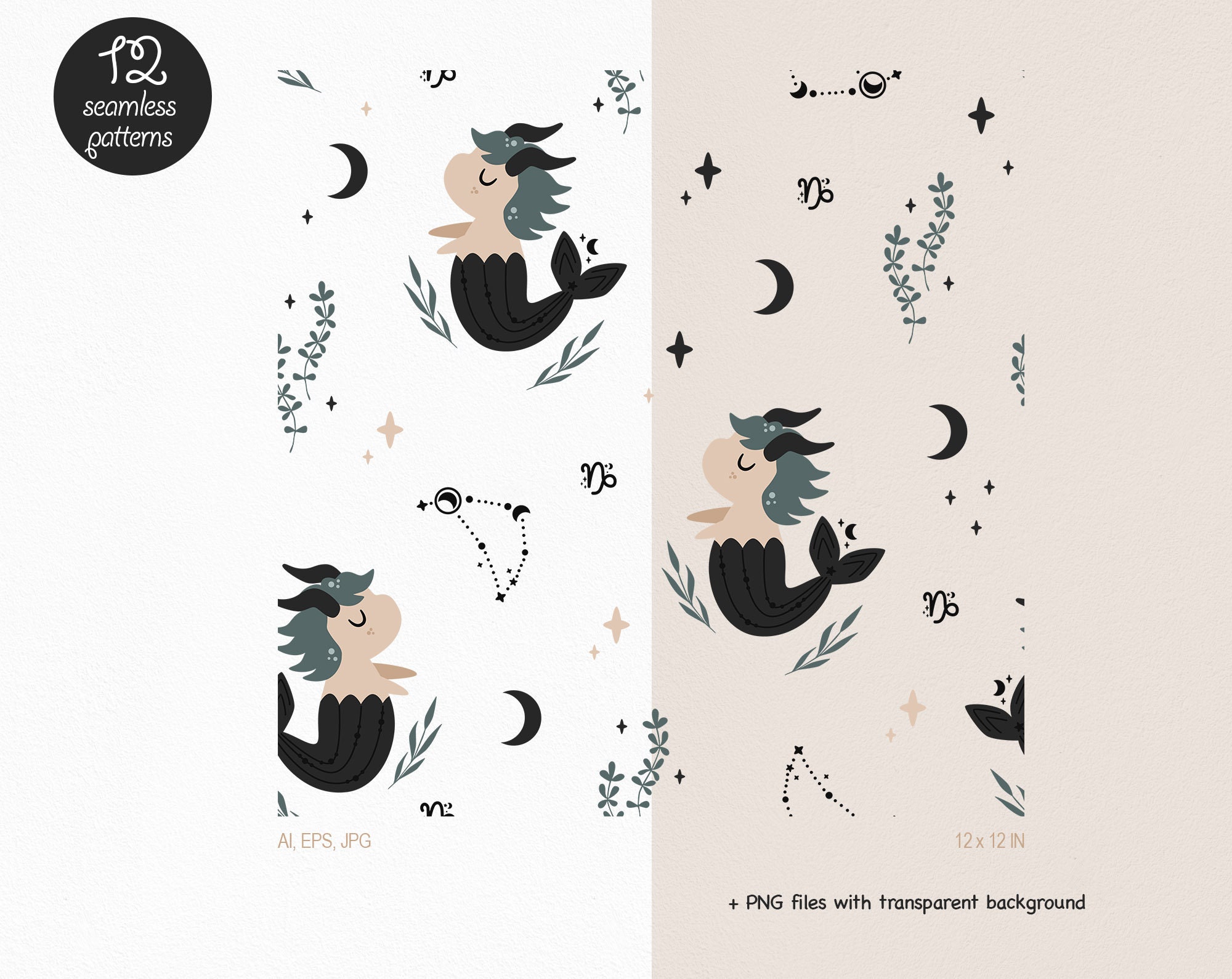 Zodiac Patterns, Astrology Paper, Baby Paper, Celestial Animals, Zodiac ...