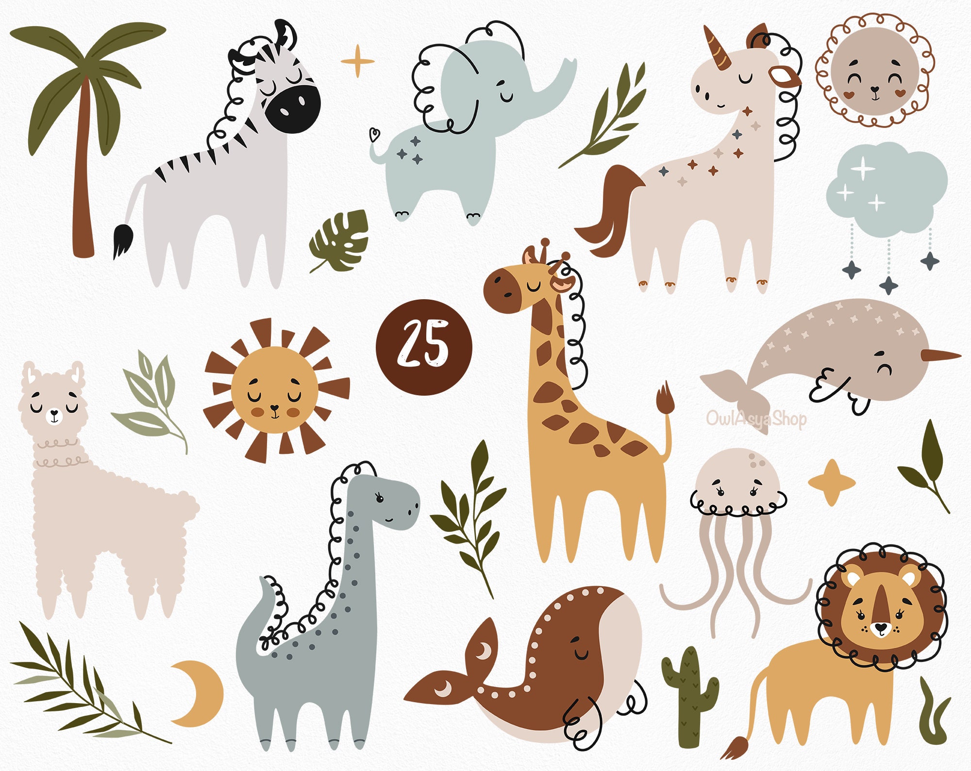 Boho Animals Svg Bohemian Animals Clipart Boho Baby Svg - Etsy