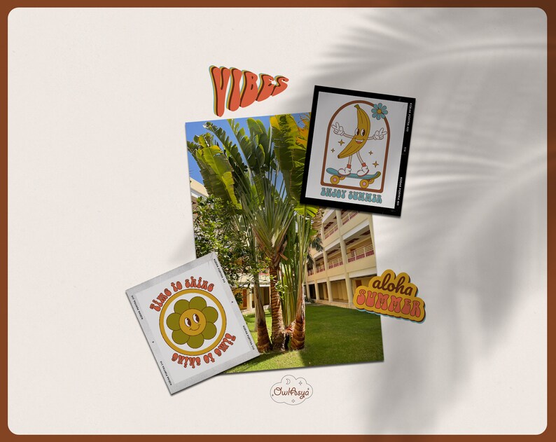 Retro Summer Clipart, Groovy Characters SVG, Hippie Elements, 70s, 80s ...