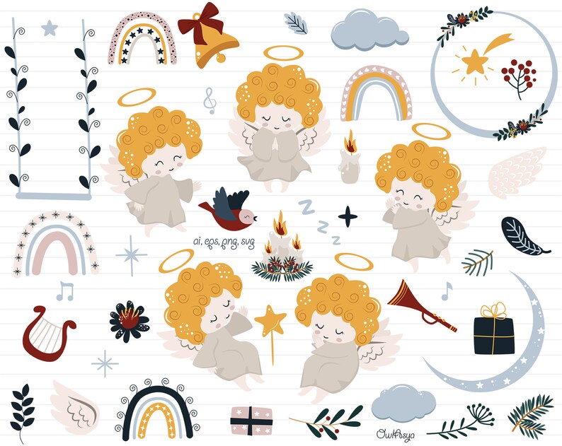 Christmas Angel Clipart, Cute Angel SVG, Angel PNG, Christmas Clipart ...