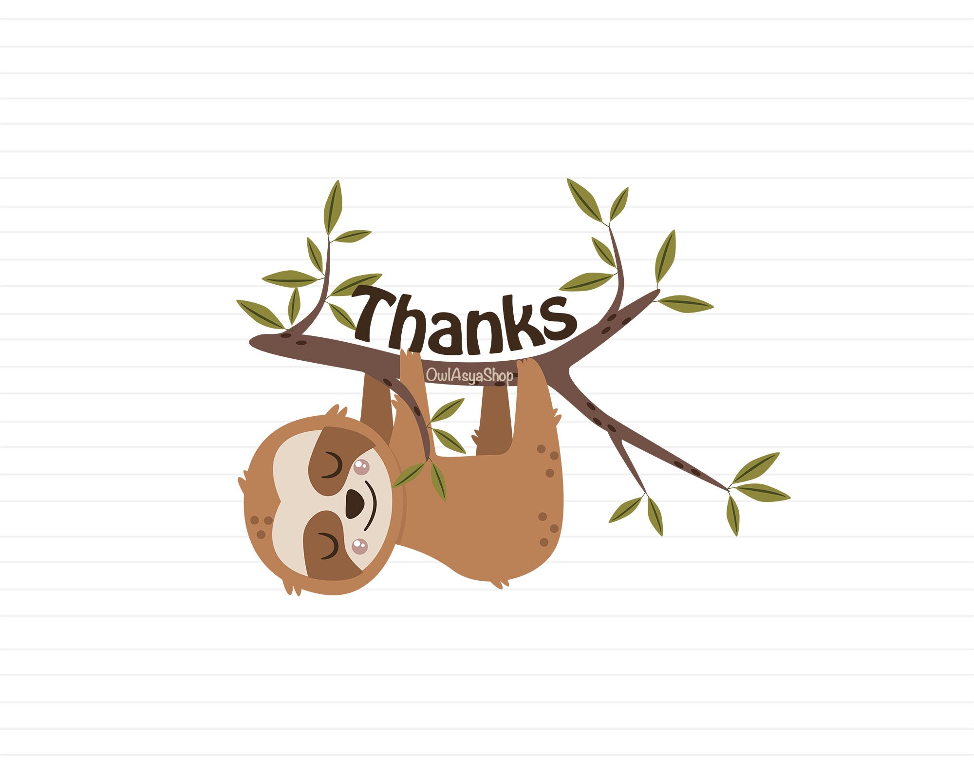 Sloth Svg Cute Sloth Clipart Animal Clipart Vector Sloth Png Digital ...