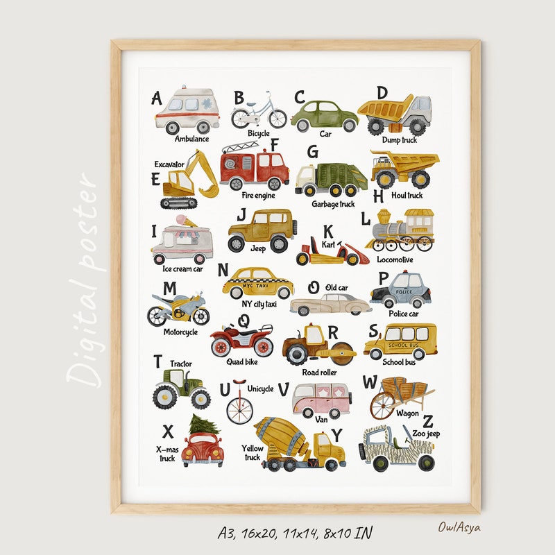 Truck Alphabet Poster - Etsy