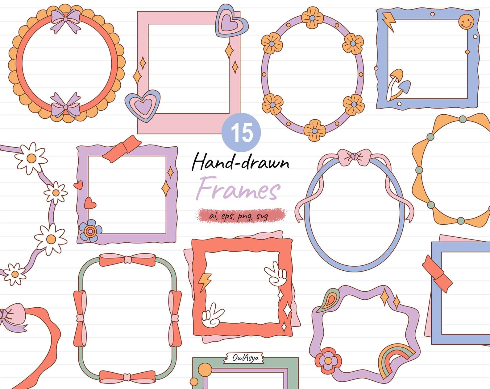 Frames Clipart SVG, Groovy Doodle Border, Polaroid Photo Frame, Whimsy ...