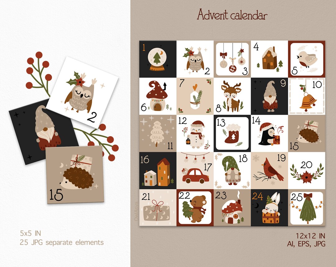 Advent Calendar Printable, Christmas Countdown, Advent Calendar ...