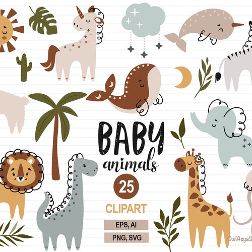 Boho Animals Svg Bohemian Animals Clipart Boho Baby Svg - Etsy