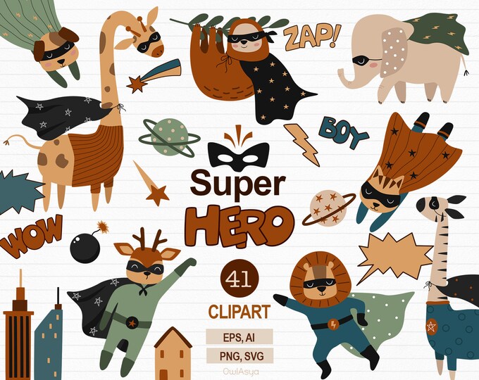 Superhero Svg, Animal Superhero Clipart, Cute Woodland Animals Svg ...