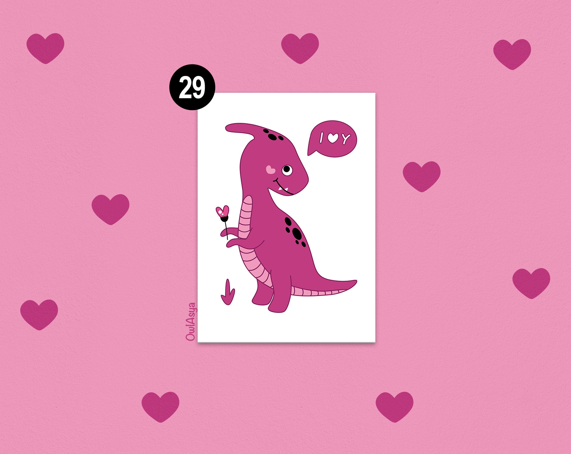 Valentines Dino Clipart, Love Dinosaur SVG, Pink Dino PNG, Valentines ...