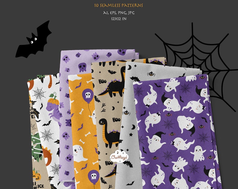 Dino Halloween Clipart, Cute Ghost SVG, Halloween Paper, Dinosaur PNG ...