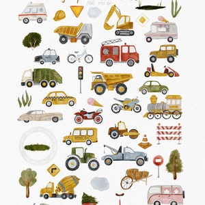 Watercolor Transport PNG, Vehicles Clipart, Watercolor Construction ...