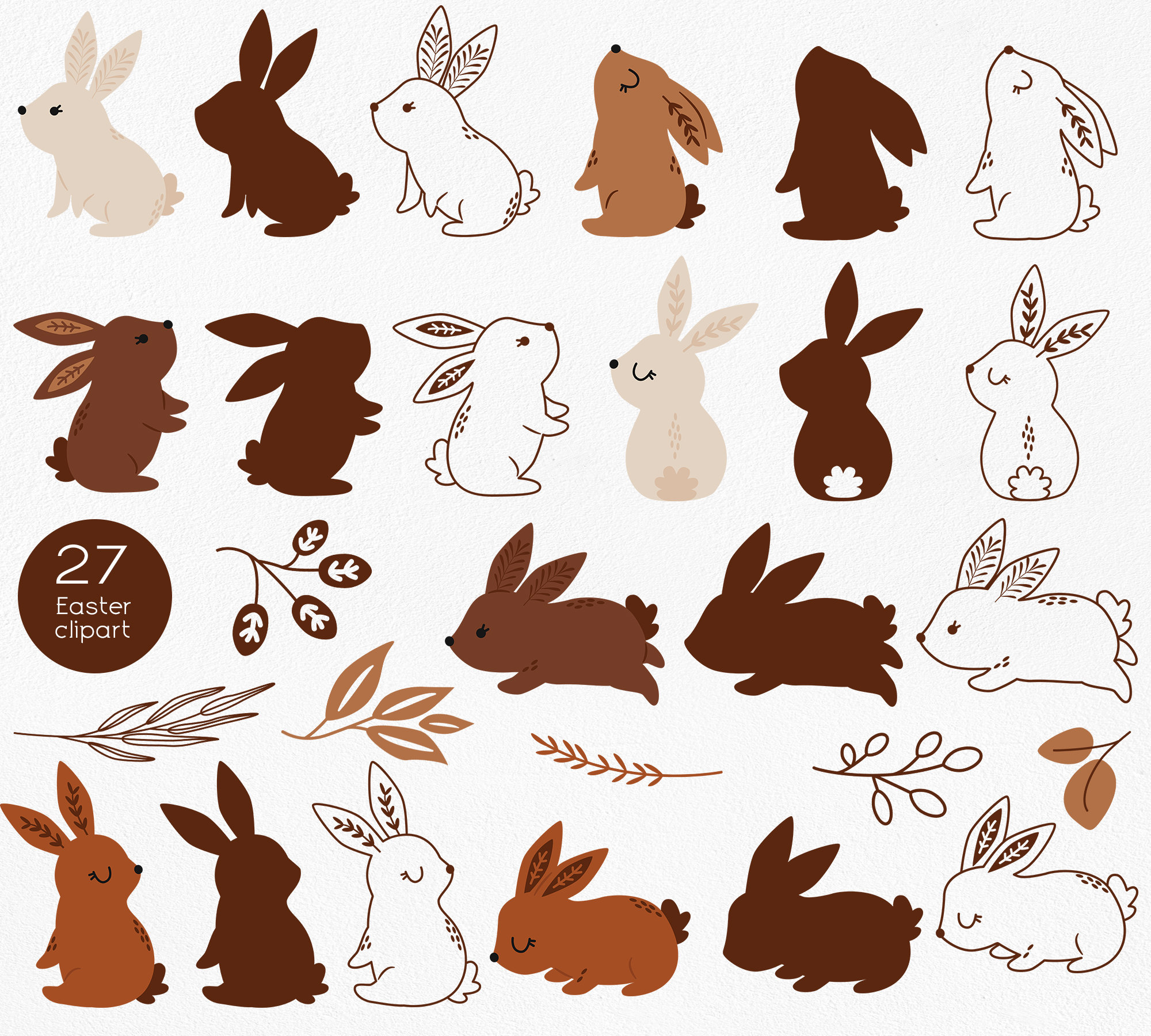 Easter Bunny Svg, Boho Easter Clipart, Rabbit Svg, Easter Svg Cut Files ...