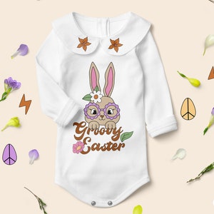 Retro Easter, Groovy Bunny Clipart, Easter Eggs PNG, Hippie Chick SVG ...
