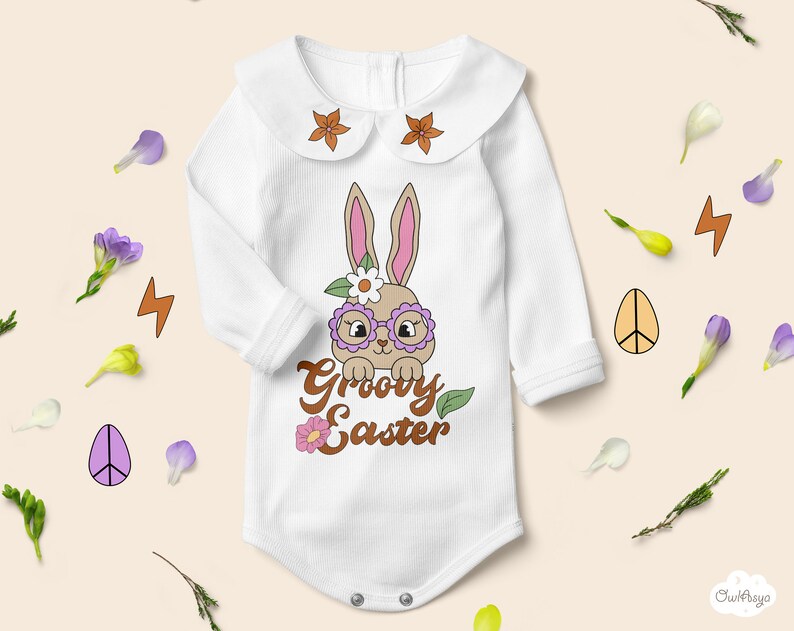 Retro Easter Groovy Bunny Clipart Easter Eggs PNG Hippie - Etsy