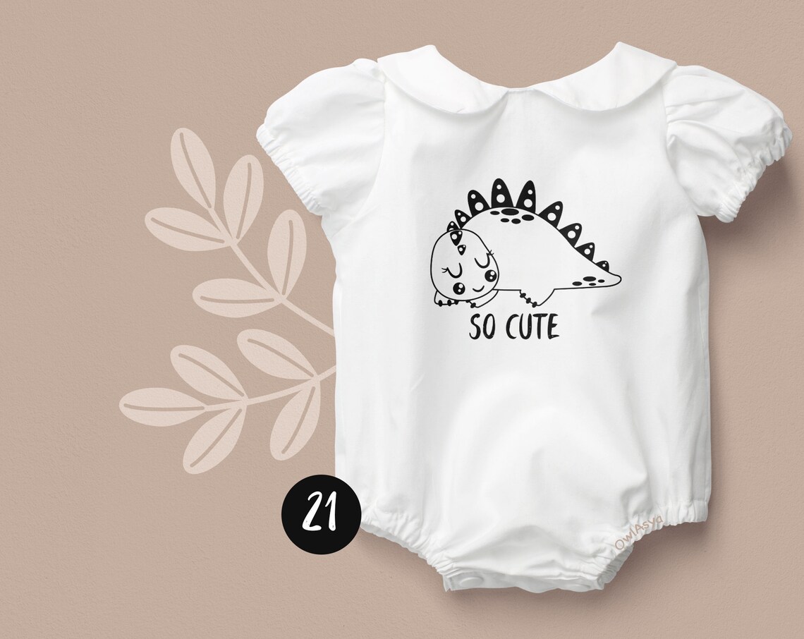 Dinosaur SVG, Black Dino Clipart, Baby Dino PNG, Nursery Printable, T ...