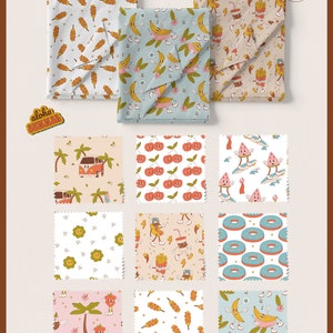 Groovy Digital Paper, Commercial Use, Retro Summer Seamless Patterns ...