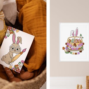 Retro Easter, Groovy Bunny Clipart, Easter Eggs PNG, Hippie Chick SVG ...