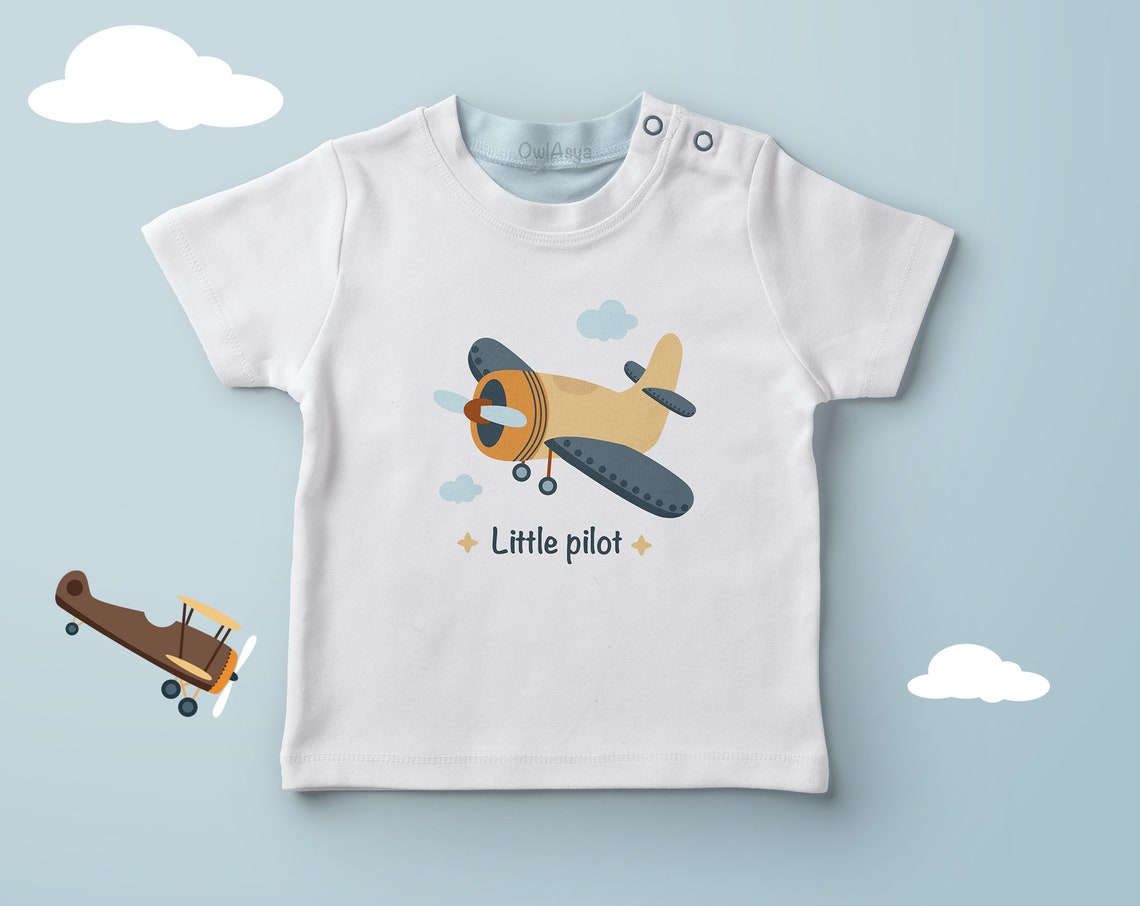 Airplane Clipart, Vintage Plane SVG, Baby Boy Aviation, Biplane Clipart ...
