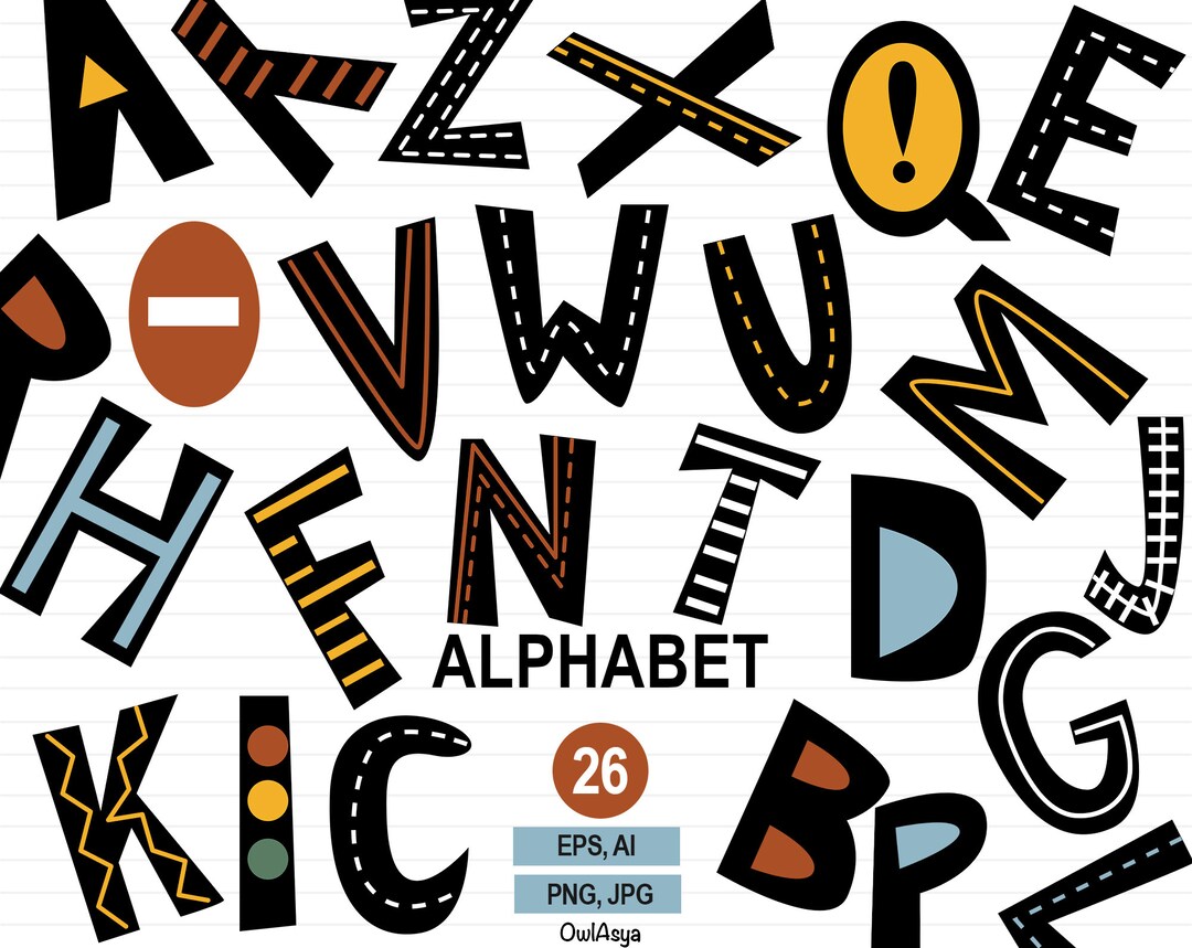 Alphabet Clipart, ABC Poster, Transportation Alphabet, Nursery Playroom ...
