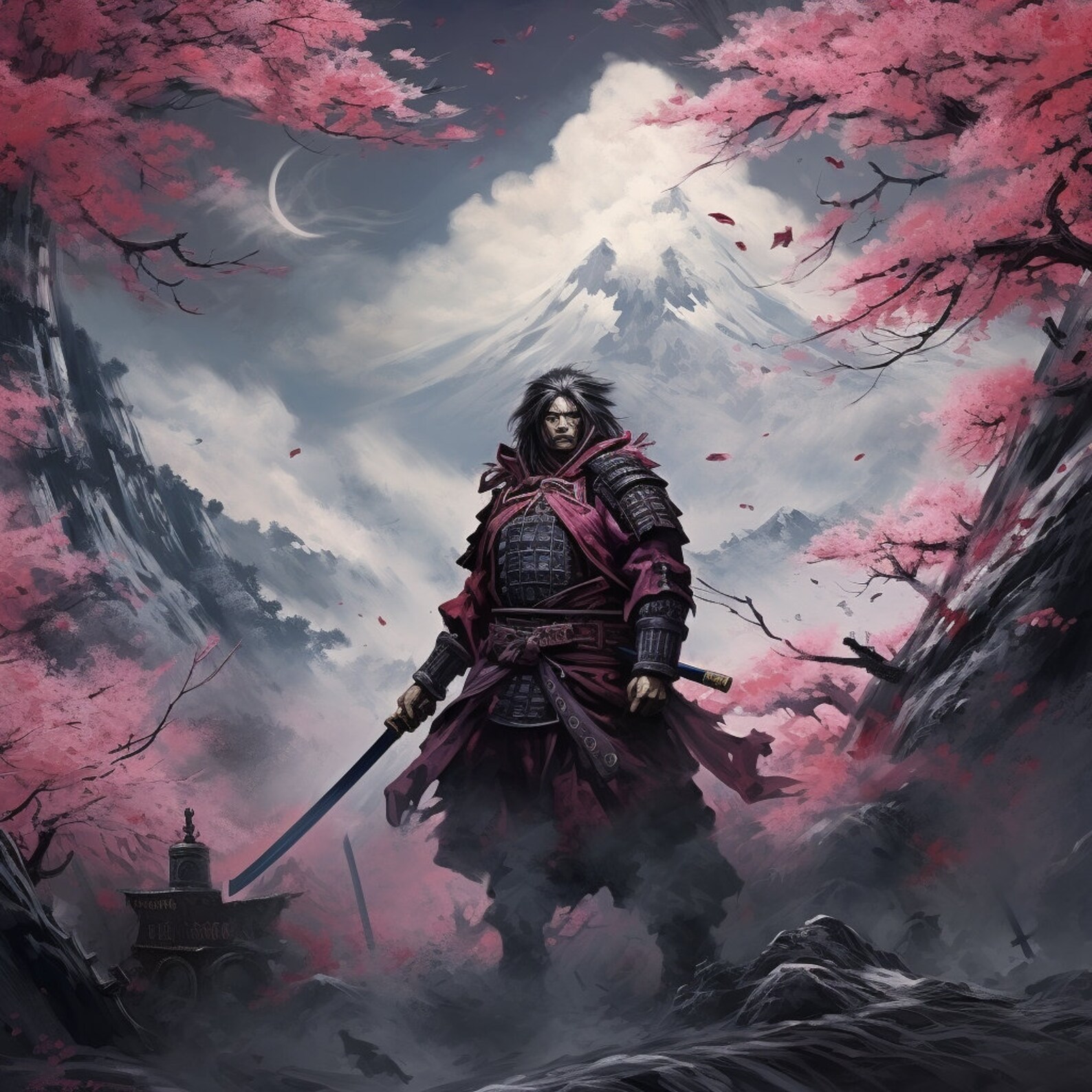 Samurai Warrior Watercolour Art, Samurai Warrior Painting Wall Art ...