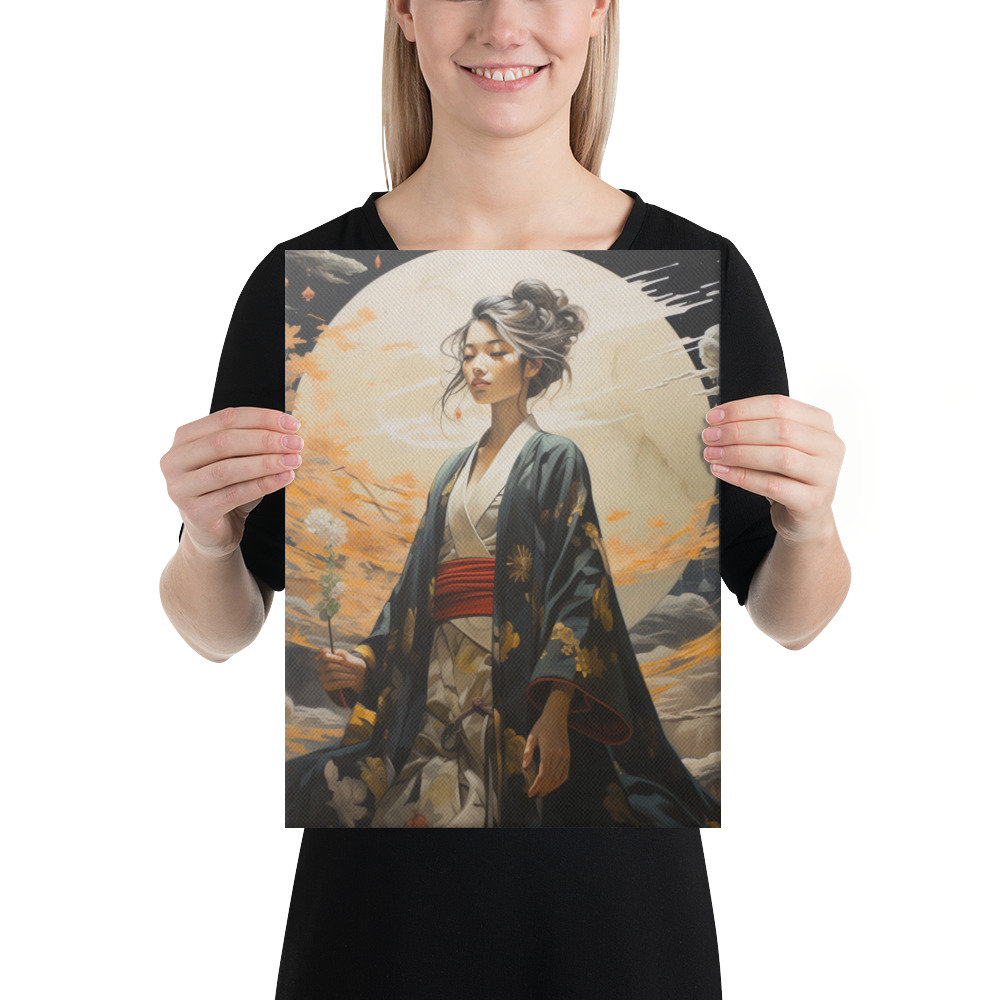 Painting of a Japanese Princess, Feudal Era Japanese Wall Decor, Sakura ...