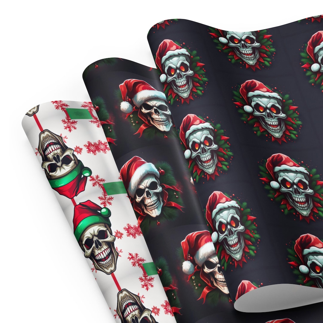 Spooky Christmas Wrapping Paper, Skeleton Wrapping Paper, Birthday ...