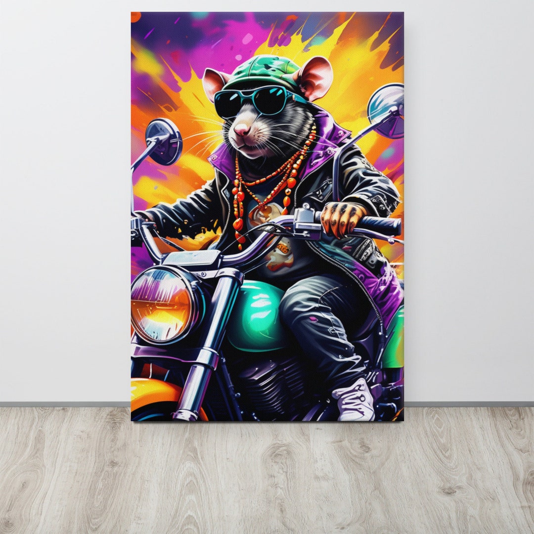 Animal Biker Painting, Painting of an Animal as a Biker, Gangster Rat ...