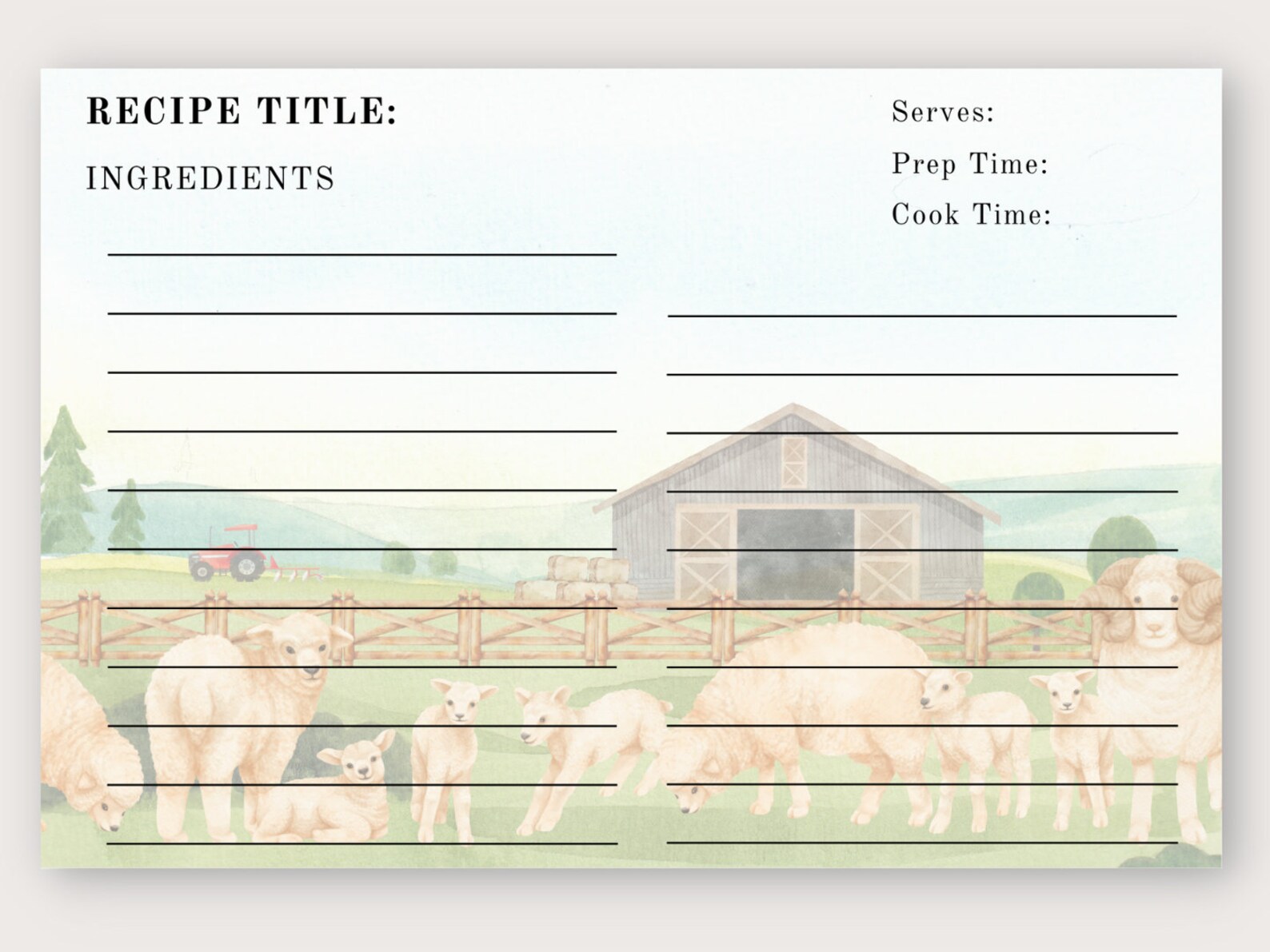 DYUO - Farmhouse Recipe Cards, Watercolor Recipe Cards, 25 Pcs, 4 X 6 ...