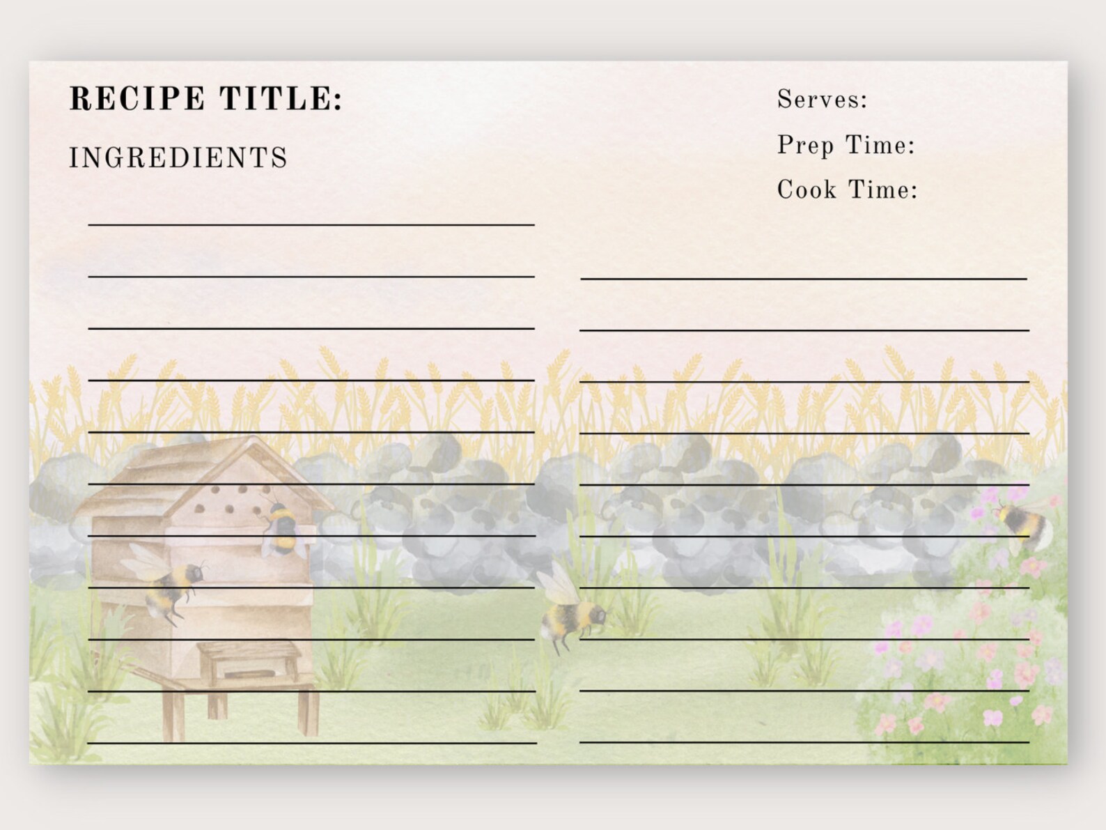 DYUO - Farmhouse Recipe Cards, Watercolor Recipe Cards, 25 Pcs, 4 X 6 ...