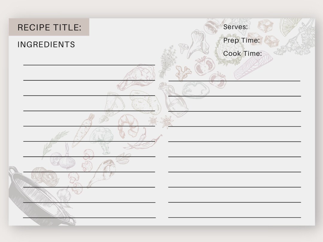 Minimalist Kitchen Recipe Cards, Watercolor Recipe Cards, 25 Pcs, 4 X 6 ...
