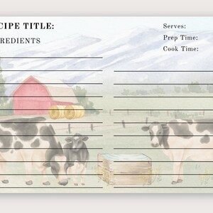 Farmhouse Watercolor Recipe Cards - Double-sided, 4x6 (25 Pcs) - Etsy