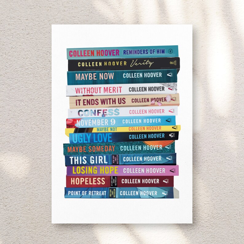 Book Spine Art: Colleen Hoover-inspired Digital Print for Easy Printing ...