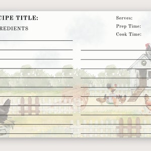 Farmhouse Watercolor Recipe Cards - Double-sided, 4x6 (25 Pcs) - Etsy