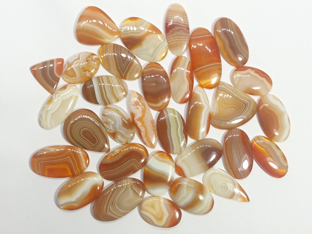 Wholesale Lot of Orange Banded Agate Cabochon, Mix Shape Orange Banded ...